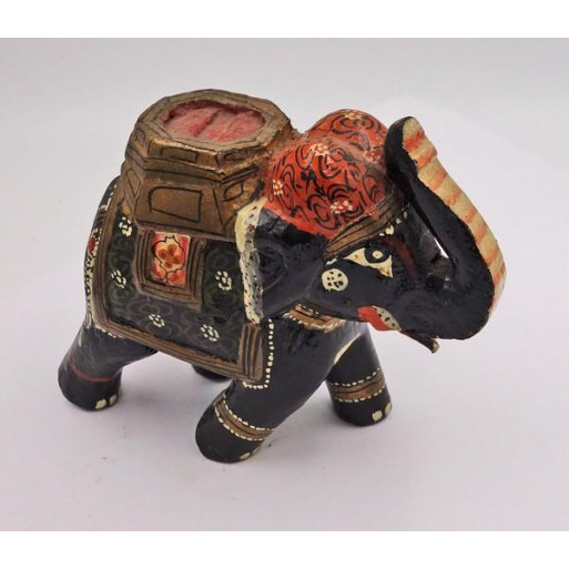 Elefant aus Holz mit Aufbau bunt bemalen Glücksbringer Figur Tier