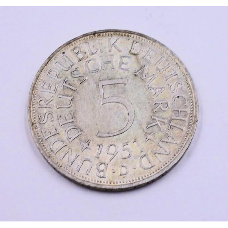 Münze Coin 5 DM Kursmünze Silber 1951 D Stempelglanz Jäger 387